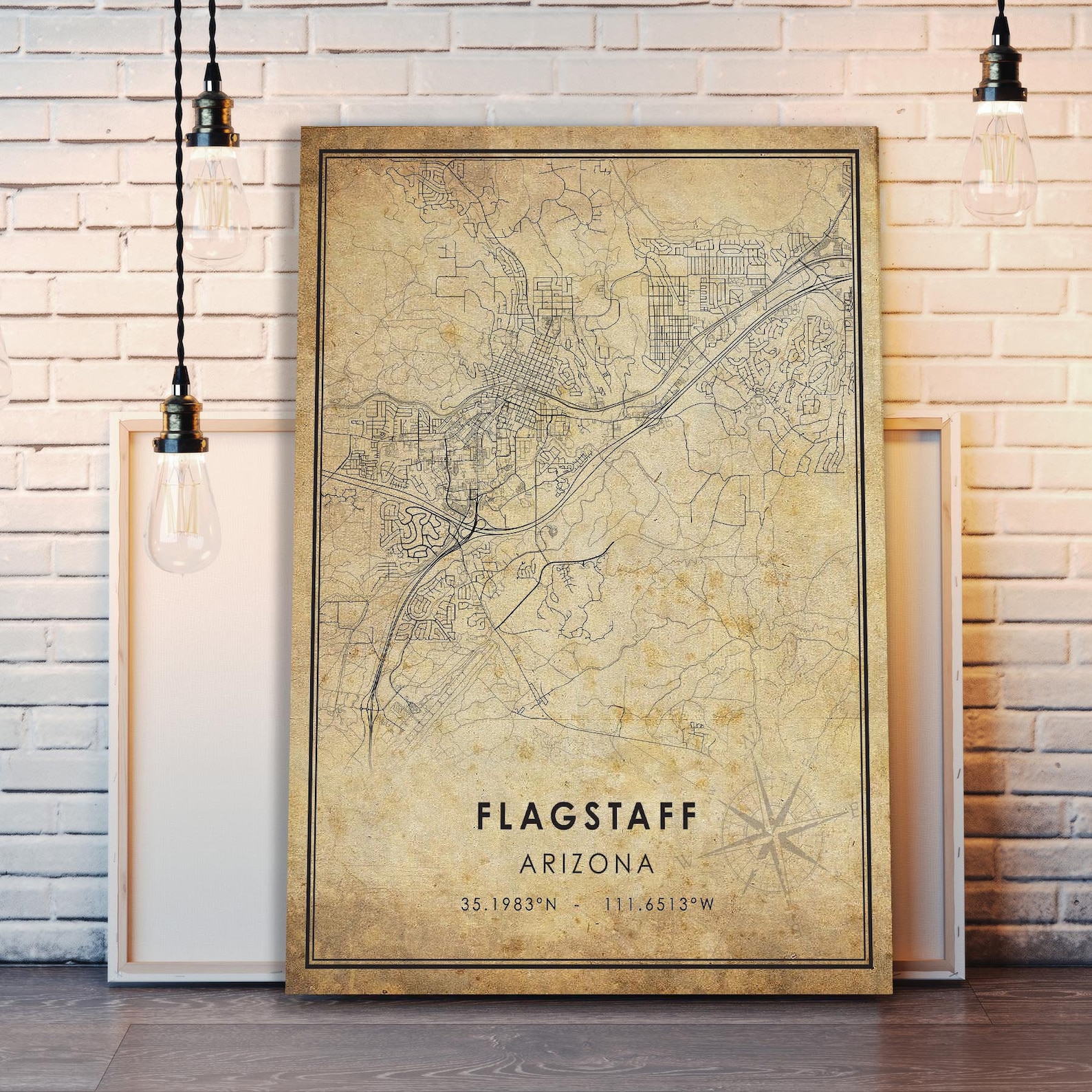 Flagstaff Vintage Map Print Flagstaff Map Arizona Map Art - Etsy