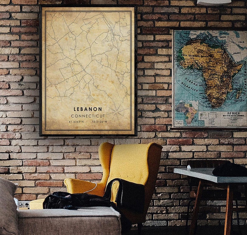 Lebanon Map Print Lebanon Map Connecticut Map Art | Etsy