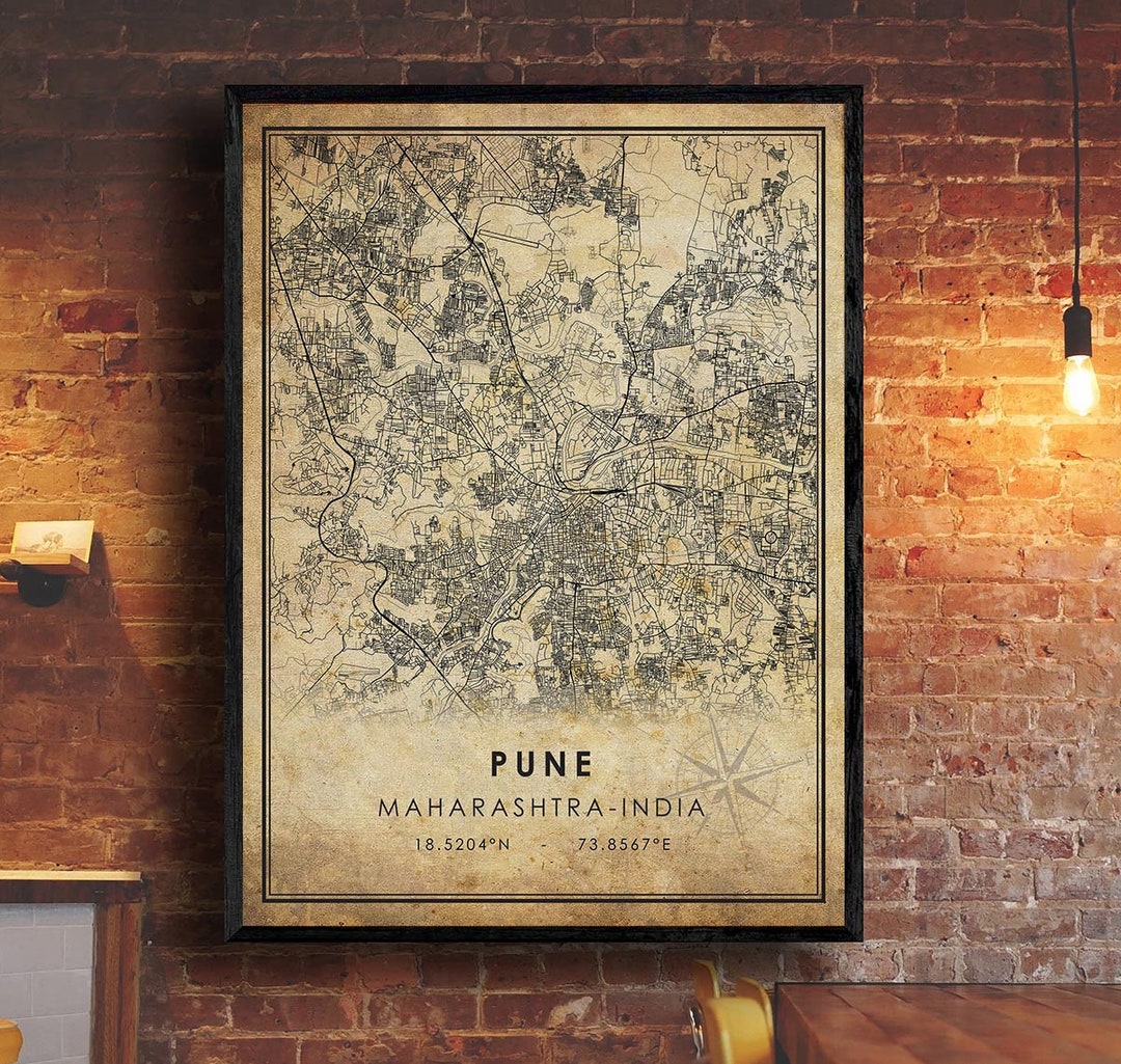 Pune Map Print | Pune Map | India Map Art | Pune City Road Map Poster ...