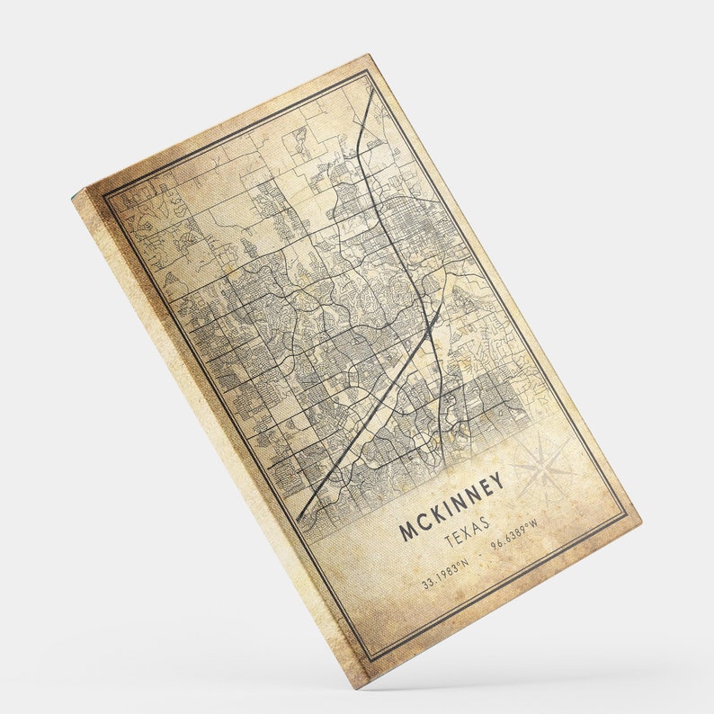 Mckinney Vintage Map Print | Mckinney Map | Texas Map Art | Mckinney ...