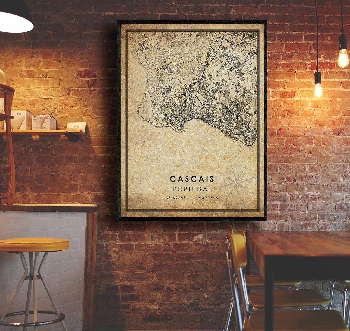 Cascais Vintage Map Print | Cascais Map | Portugal Map Art | Cascais ...