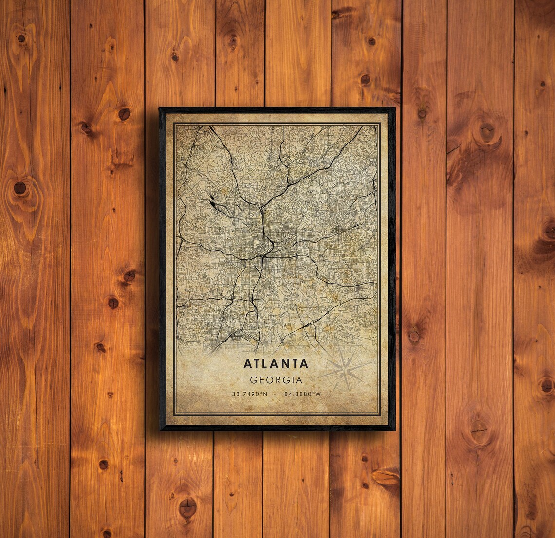 Atlanta Vintage Map Print Atlanta Map Georgia Map Art - Etsy