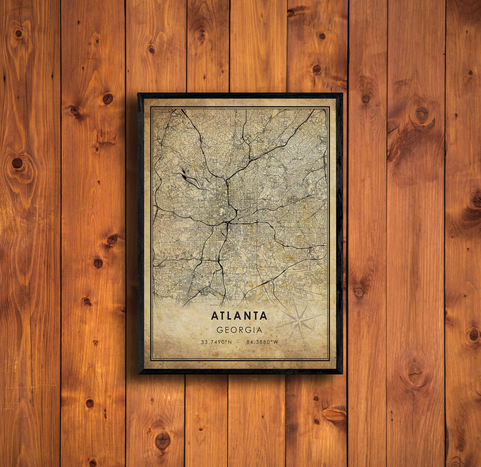 Atlanta Vintage Map Print Atlanta Map Georgia Map Art | Etsy