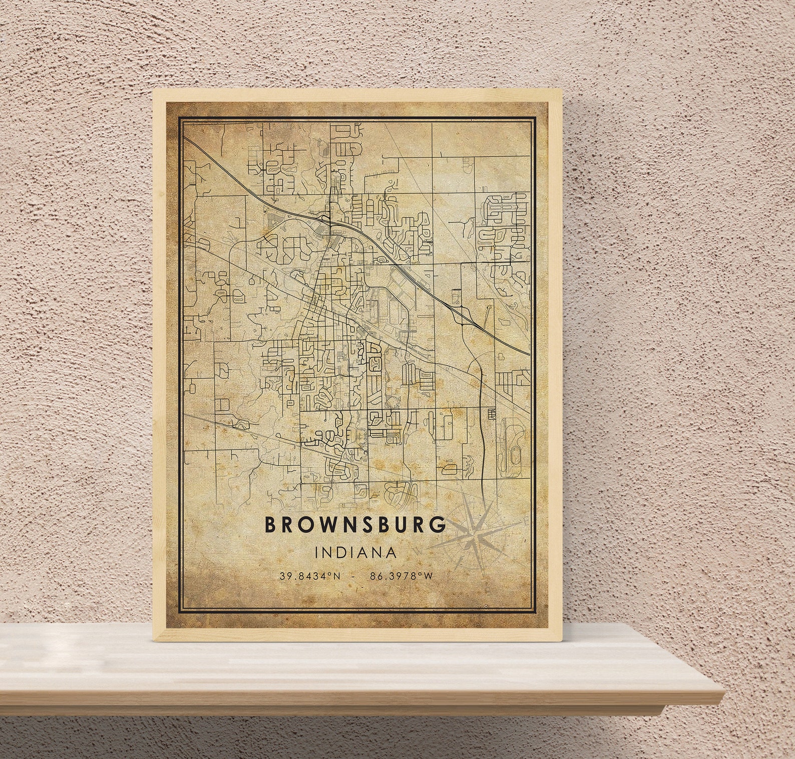 Brownsburg Vintage Map Print Brownsburg Map Indiana Map | Etsy