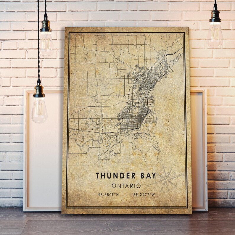 Thunder Bay Map Print Thunder Bay Map Ontario Map Art - Etsy