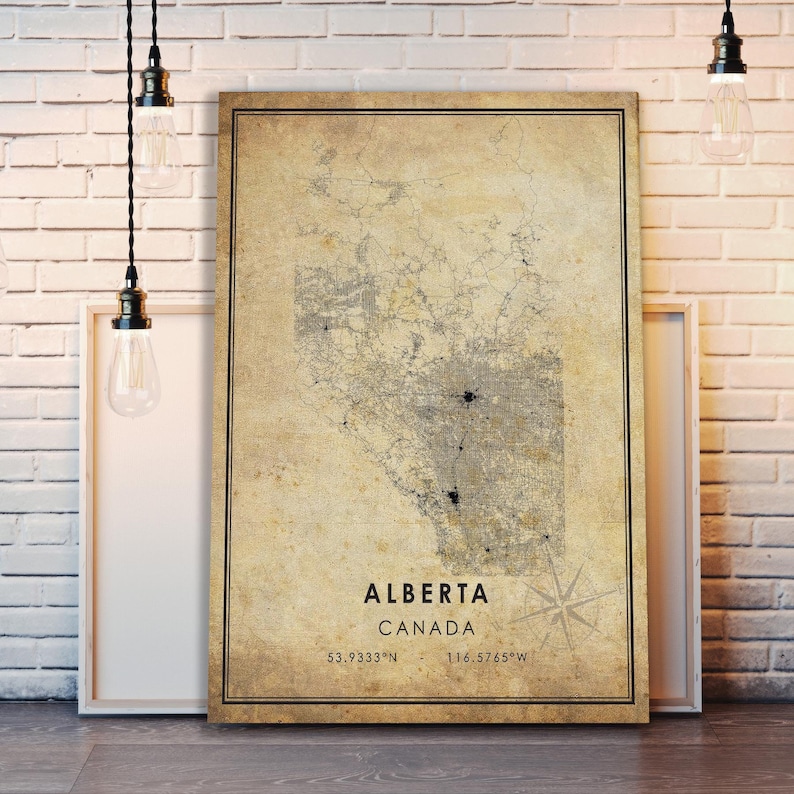 Alberta Map Print Alberta Map Canada Map Art Alberta - Etsy