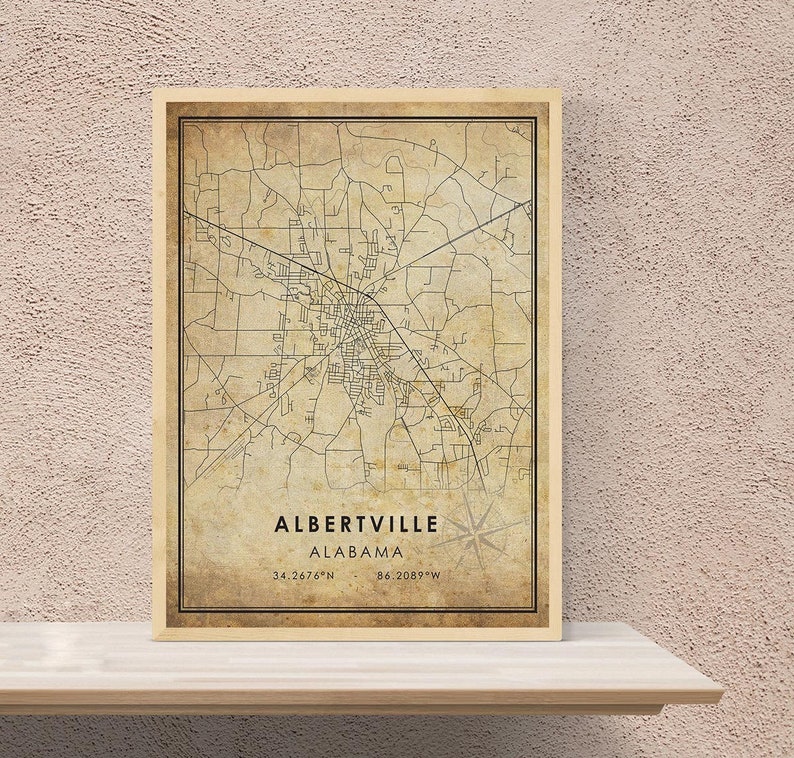 Albertville Map Print Albertville Map Alabama Map Art | Etsy