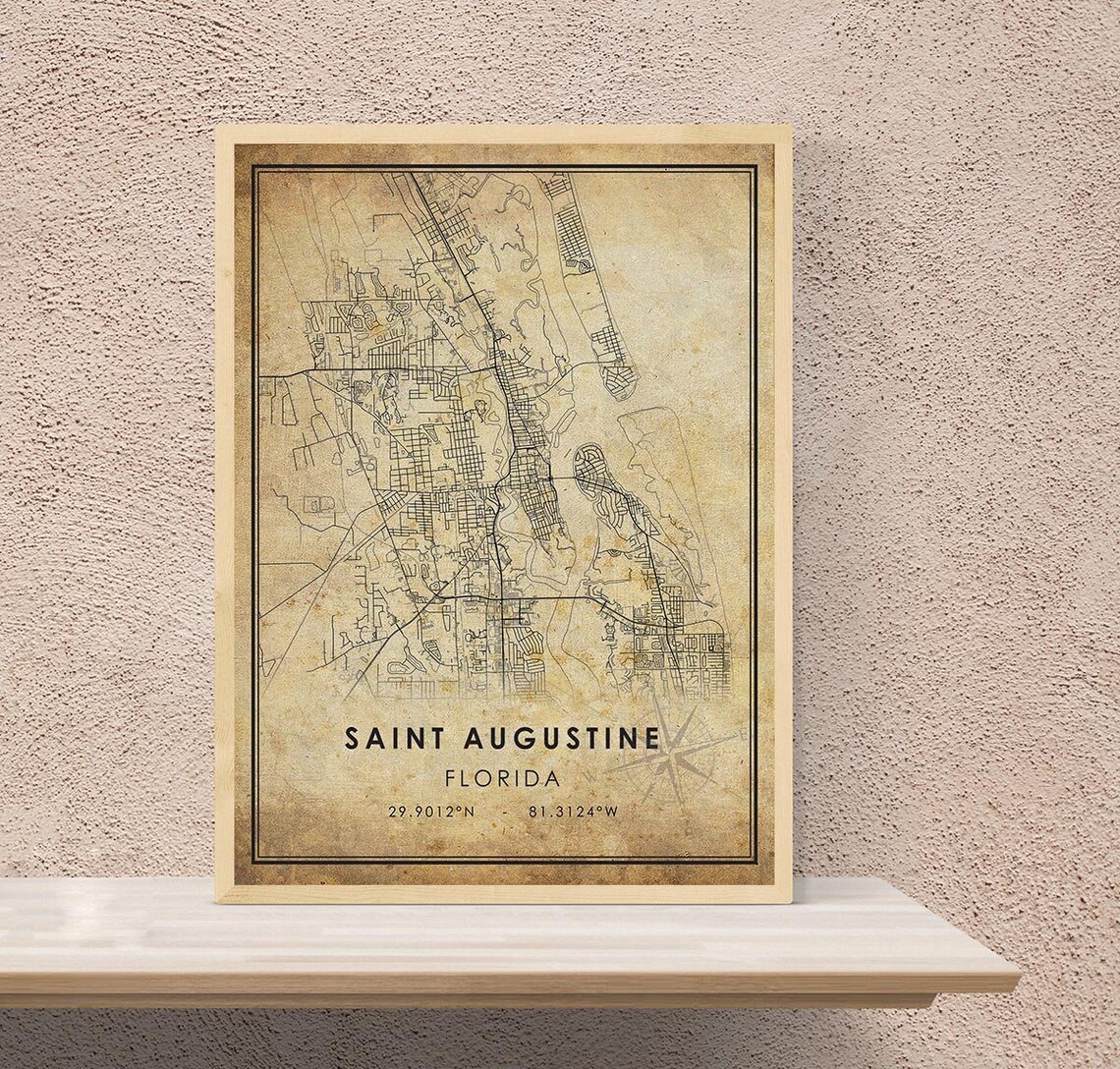 Saint Augustine Map Print Saint Augustine Map Florida Map - Etsy