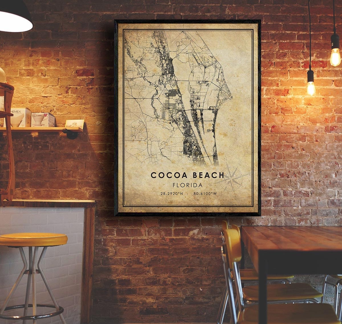 Cocoa Beach Map Print Cocoa Beach Map Florida Map Art - Etsy