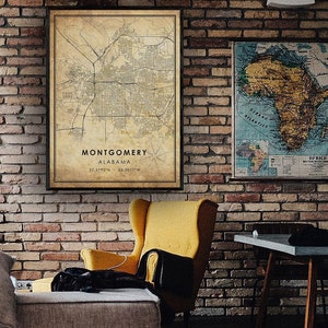 Montgomery Vintage Map Print | Montgomery Map | Alabama Map Art ...