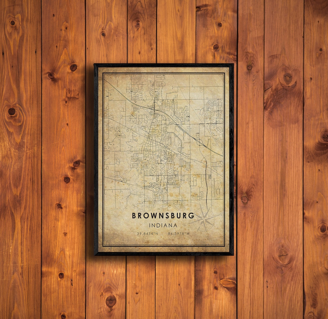 Brownsburg Vintage Map Print Brownsburg Map Indiana Map | Etsy