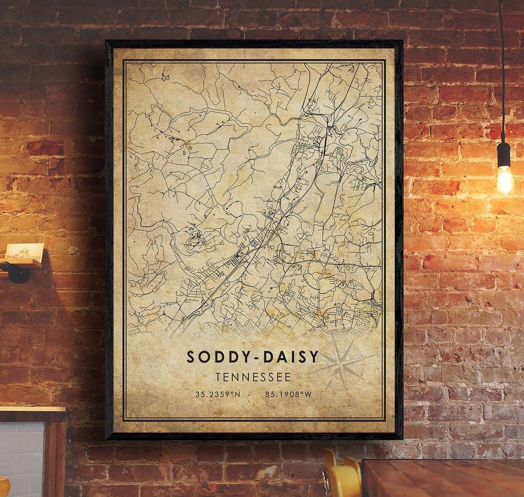 Soddy-daisy Vintage Map Print | Soddy-daisy Map | Tennessee Map Art ...