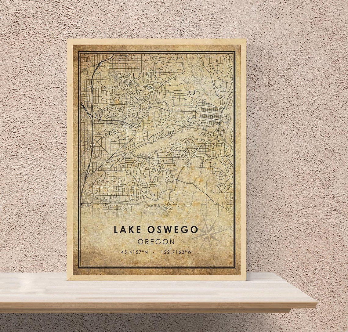 Lake Oswego Map Print Lake Oswego Map Oregon Map Art | Etsy