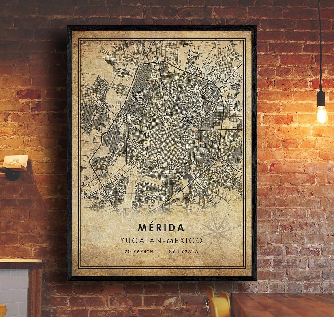 Merida Map Print | Merida Map | Mexico Map Art | Merida City Road Map ...