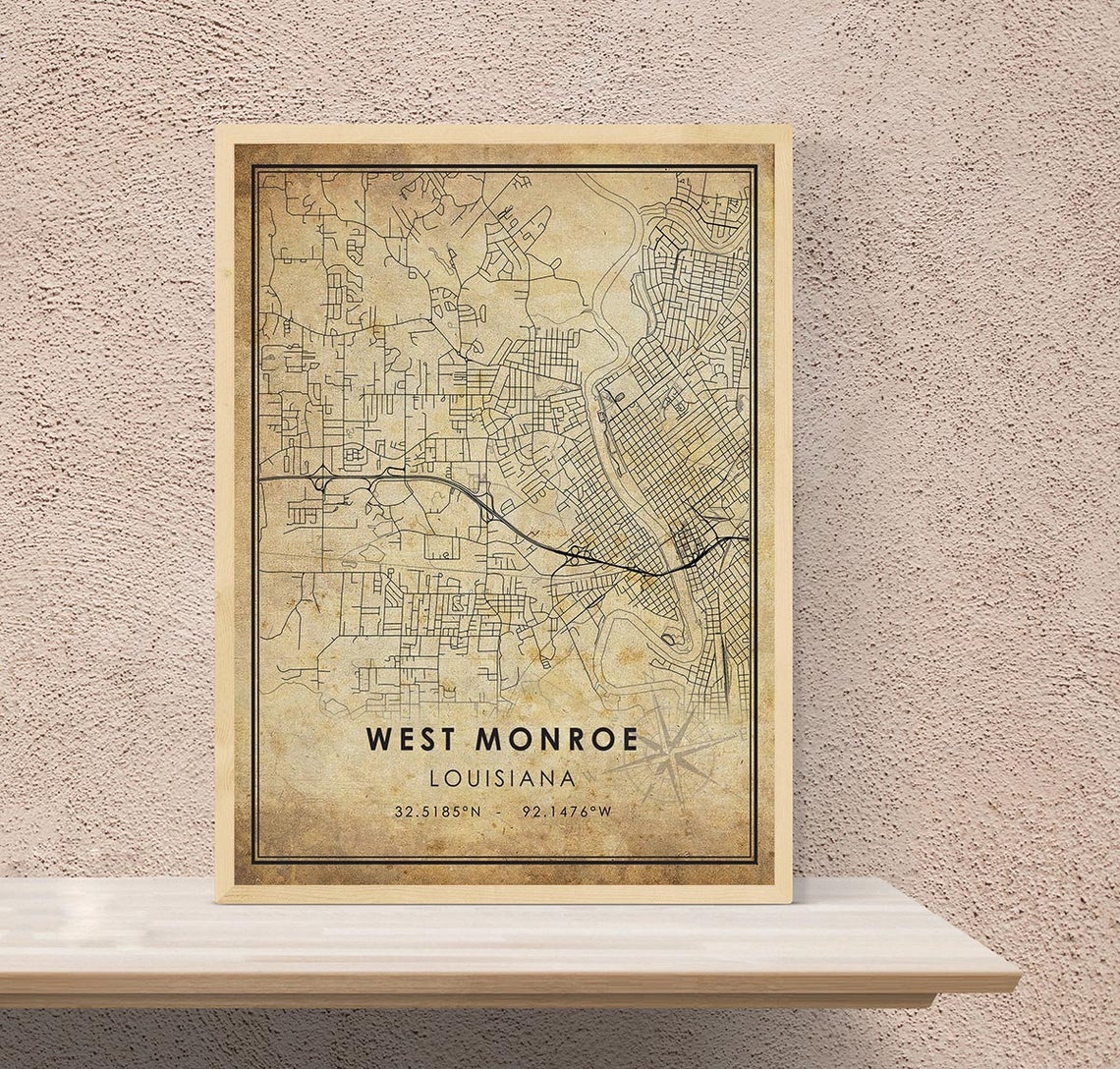 West Monroe Map Print West Monroe Map Louisiana Map Art - Etsy