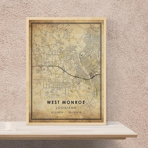 West Monroe Map Print West Monroe Map Louisiana Map Art - Etsy