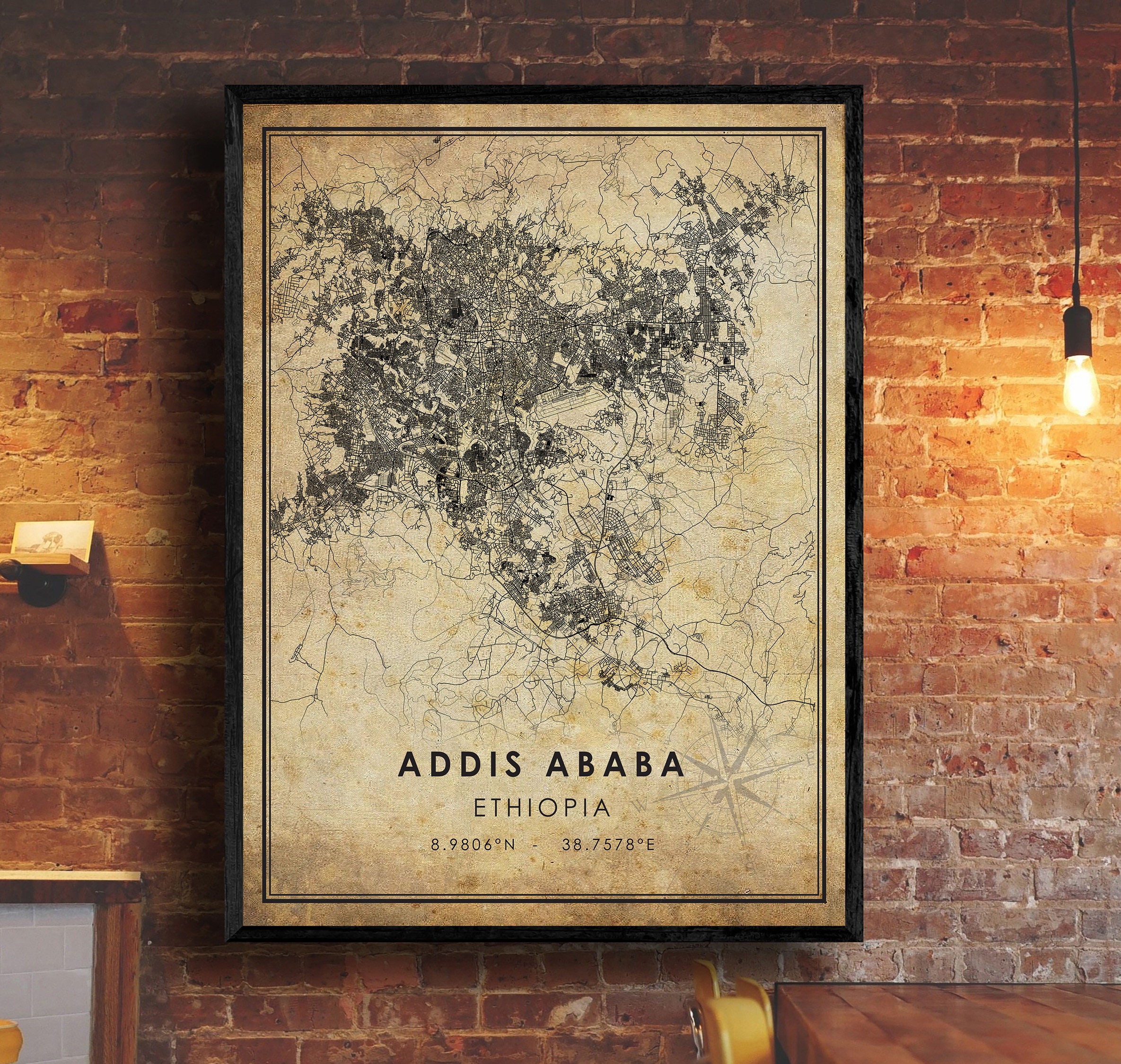 Addis Ababa Vintage Map Print Addis Ababa Map Addis Ababa | Etsy