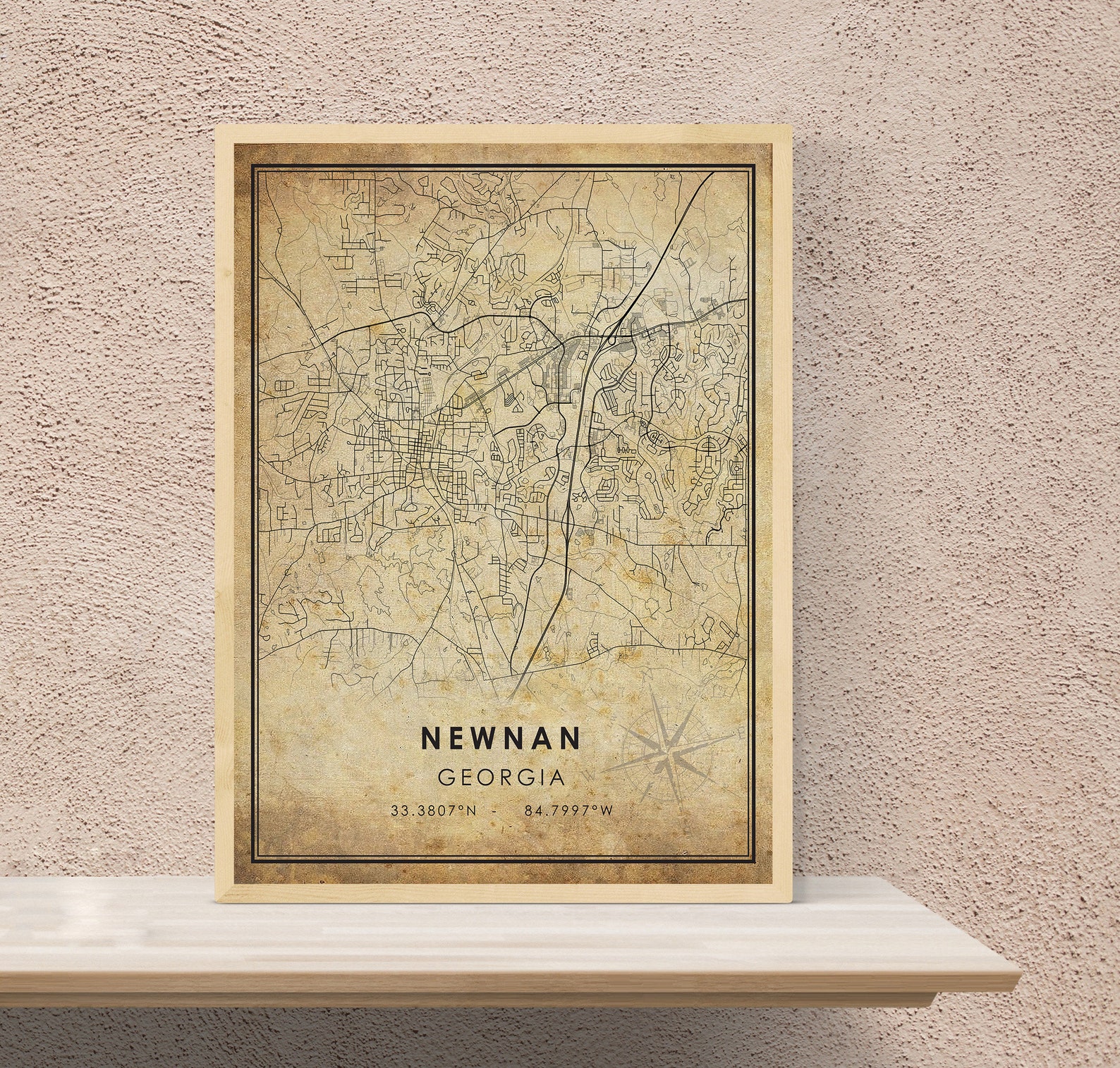 Newnan Vintage Map Print Newnan Map Georgia Map Art | Etsy