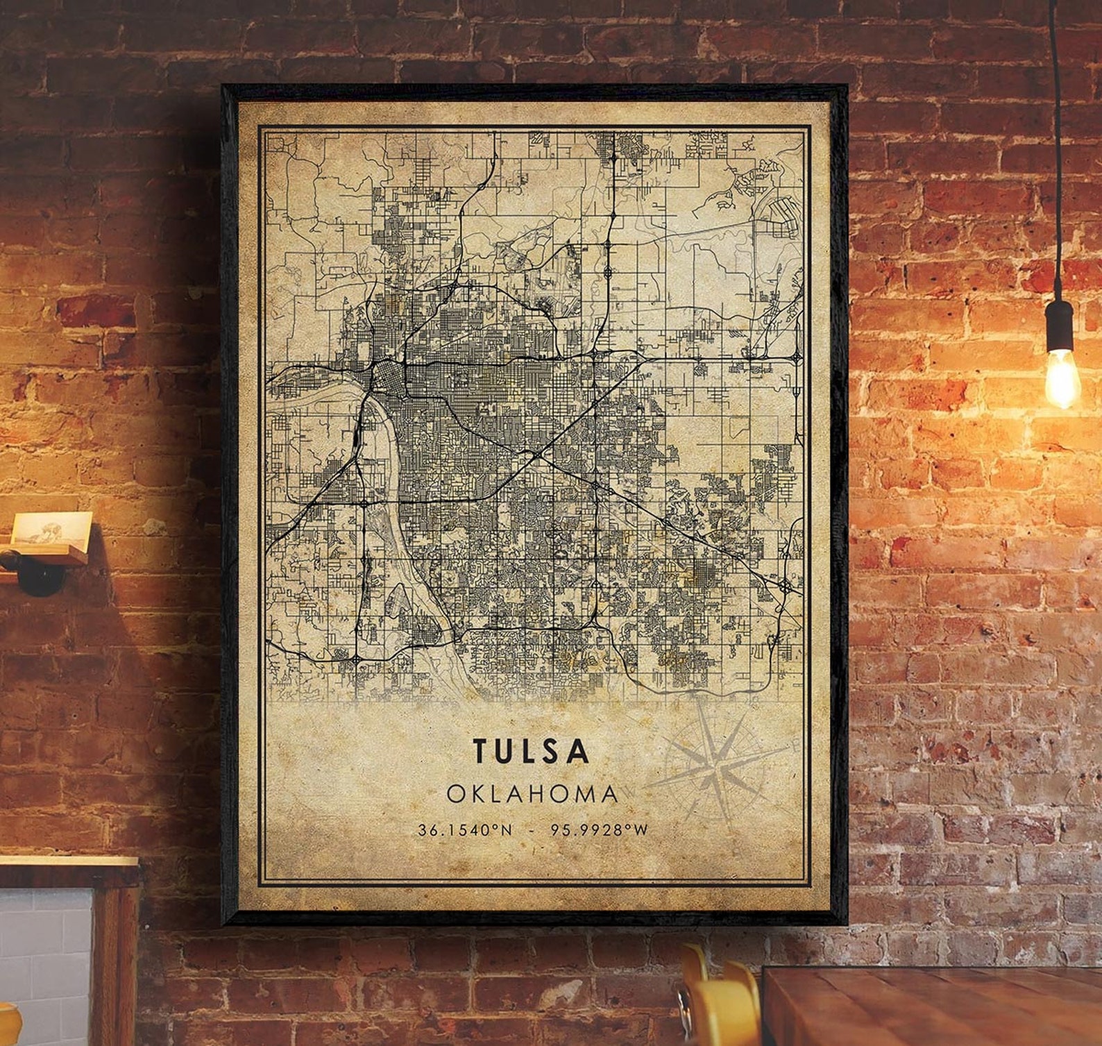 Tulsa Vintage Map Print Tulsa Map Oklahoma Map Art Tulsa - Etsy