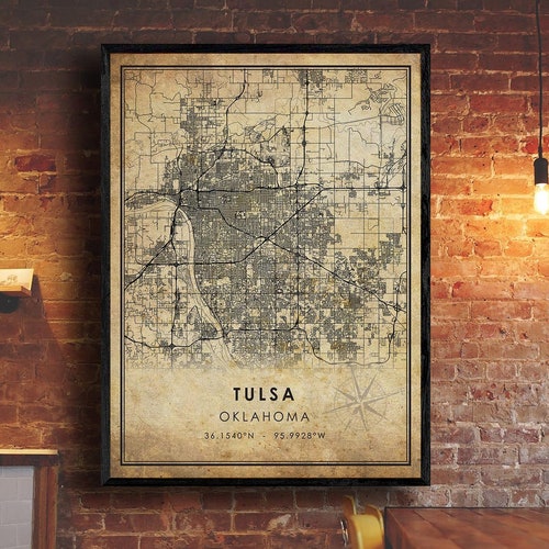 Tulsa Vintage Map Poster Wall Art City Artwork Print - Etsy