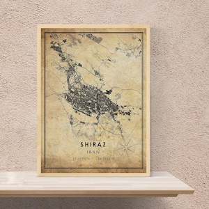 Shiraz Map Print Shiraz Map Iraq Map Art Shiraz City | Etsy