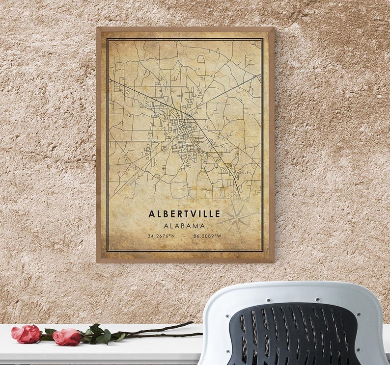 Albertville Map Print Albertville Map Alabama Map Art | Etsy