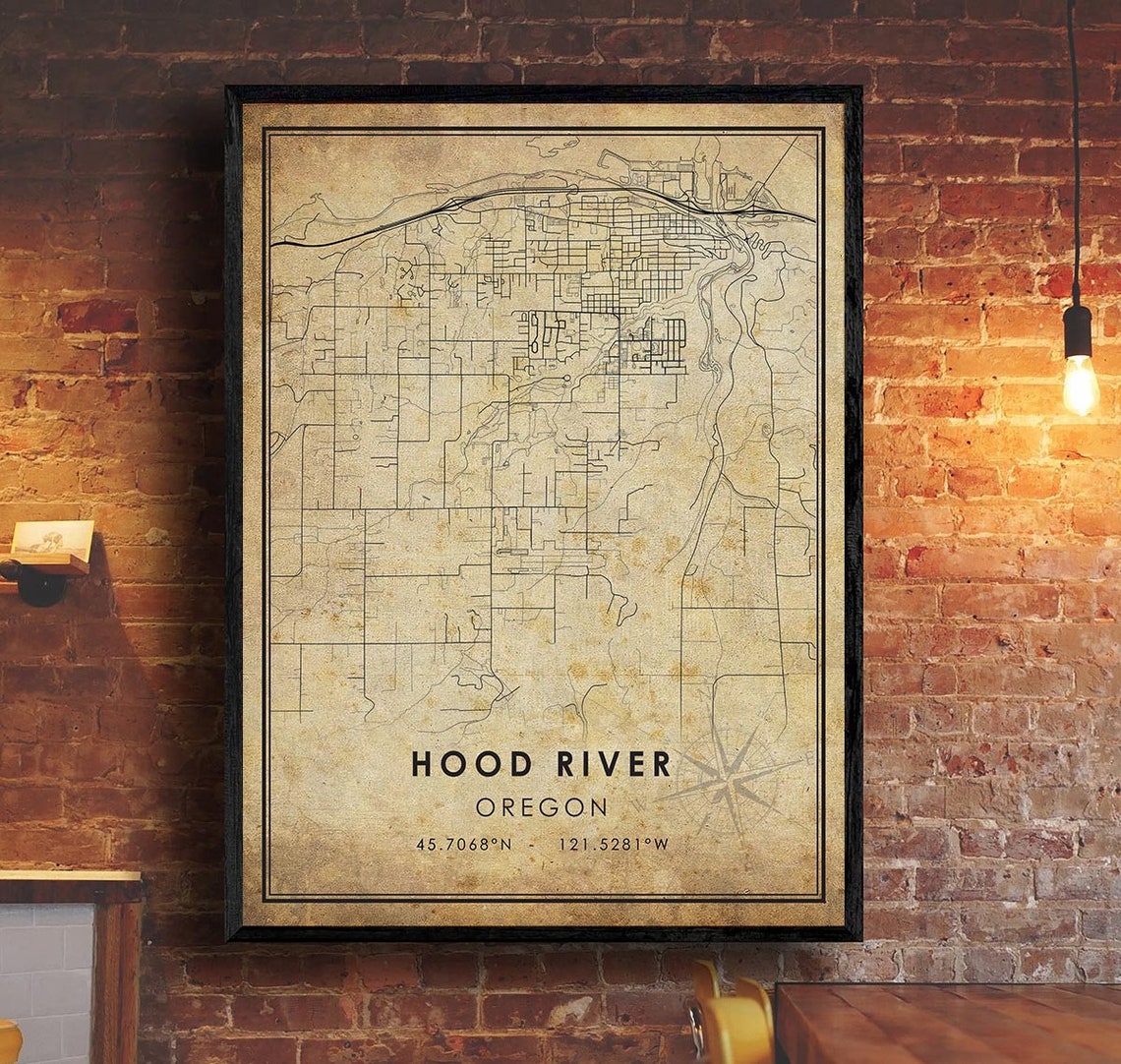 Hood River Map Print Hood River Map Oregon Map Art Hood - Etsy