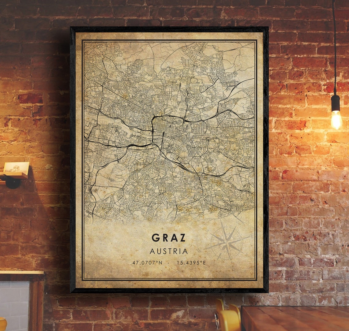 Graz Vintage Map Print Graz Map Austria Map Art Graz | Etsy