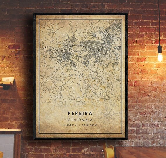 Pereira Map Print Pereira Map Colombia Map Art Pereira | Etsy