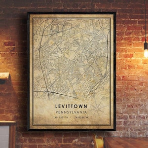 Levittown Vintage Map Print | Levittown Pennsylvania Map | Levittown ...