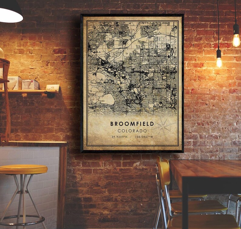 Broomfield Vintage Map Print Broomfield Map Colorado Map Art - Etsy