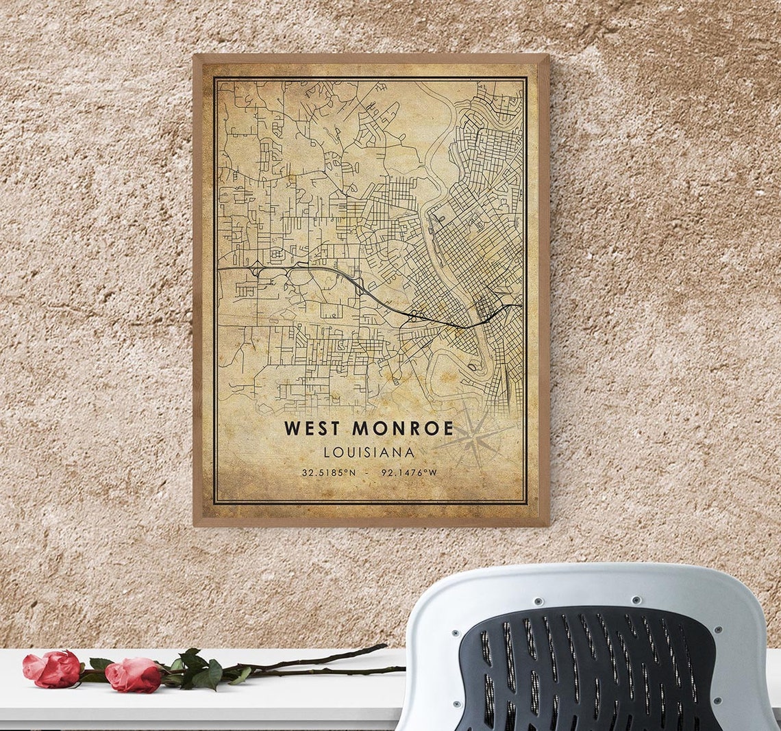 West Monroe Map Print West Monroe Map Louisiana Map Art - Etsy
