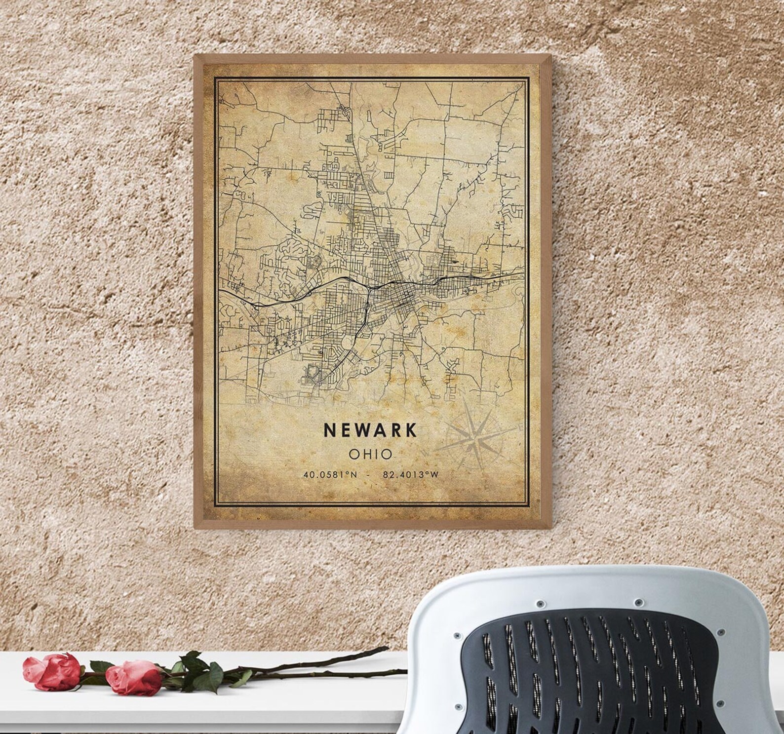 Newark Map Print Newark Map Ohio Map Art Newark City | Etsy