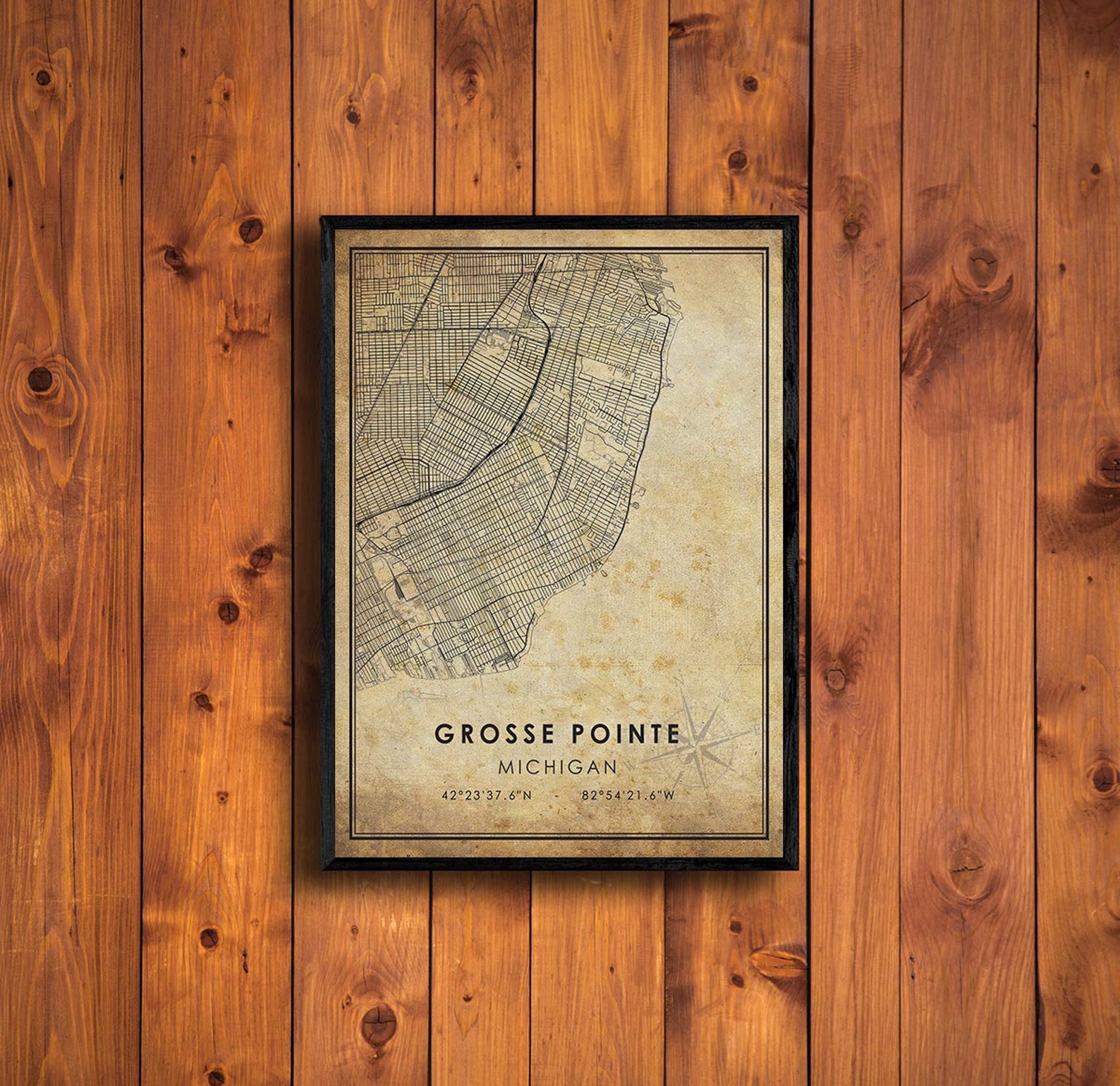 Grosse Pointe Map Print Grosse Pointe Map Michigan Map Art | Etsy