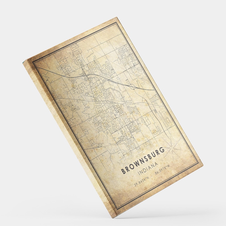 Brownsburg Vintage Map Print Brownsburg Map Indiana Map - Etsy