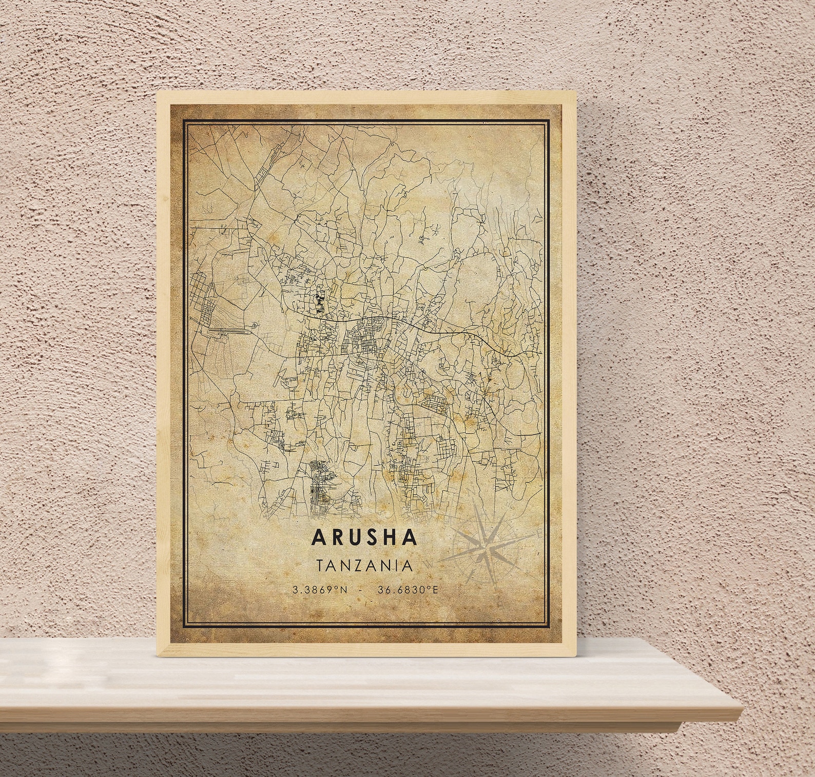 Arusha Vintage Map Print Arusha Map Arusha Tanzania City - Etsy