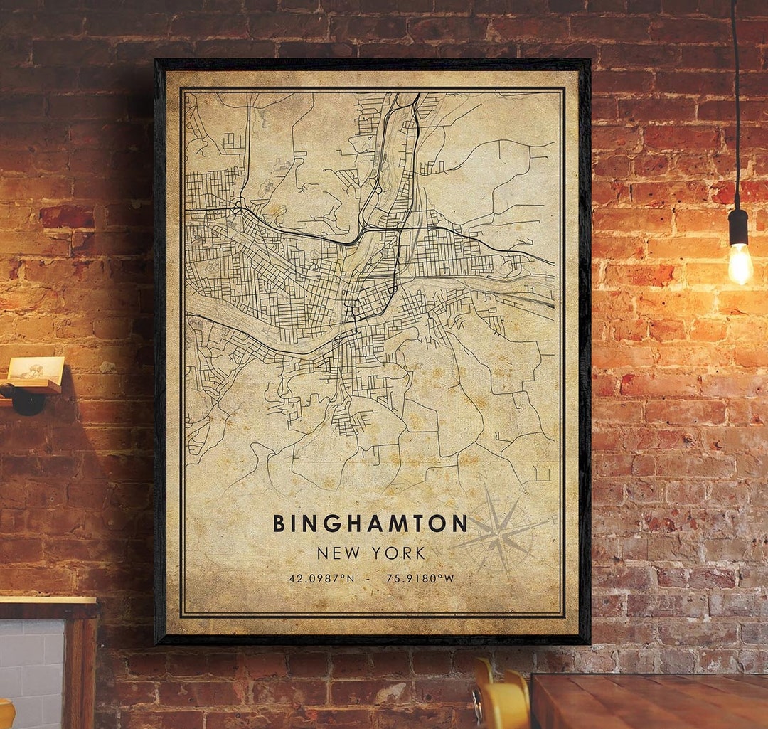 Binghamton Vintage Map Print | Binghamton Map | New York Map ...