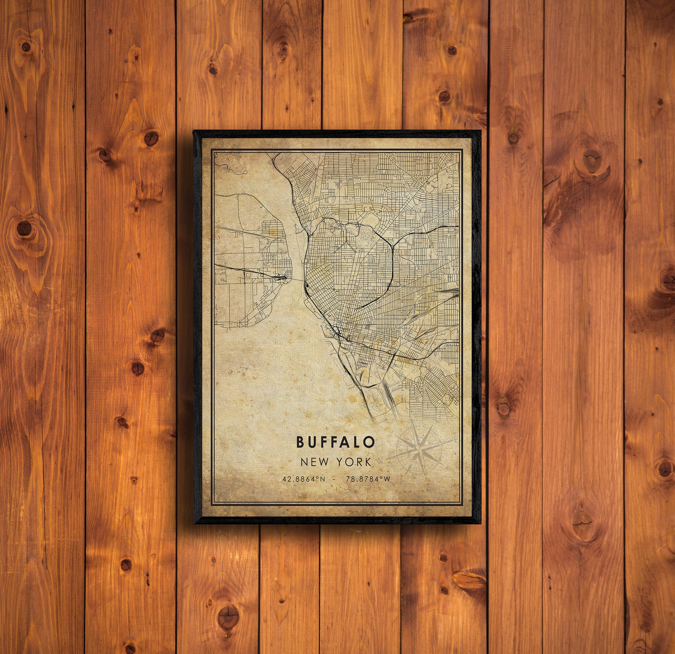 Buffalo Vintage Map Print Buffalo Map New York Map Art | Etsy