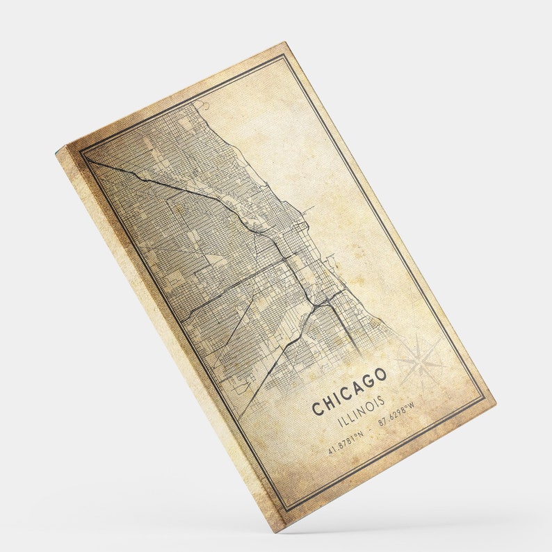Chicago Vintage Map Print Chicago Map Illinois Map Art - Etsy