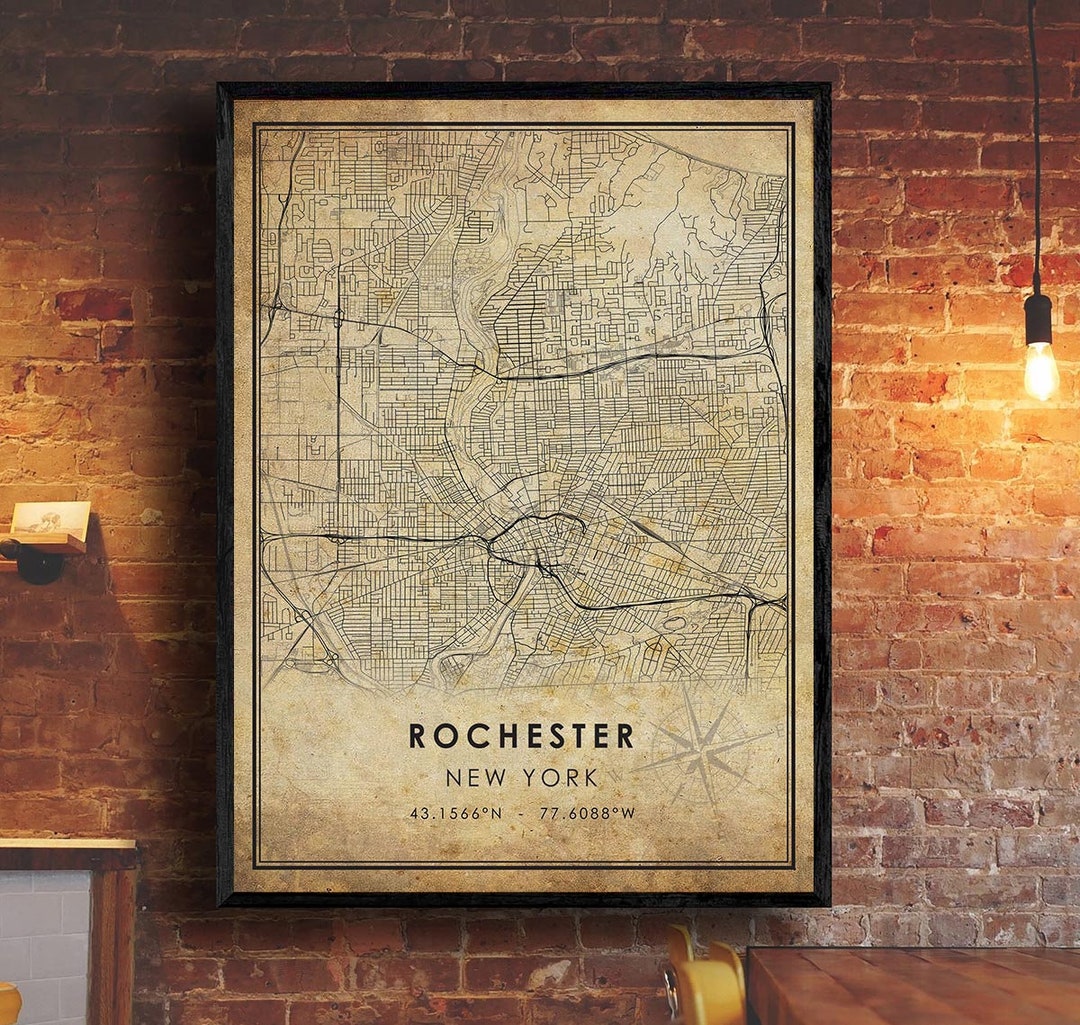 Rochester Vintage Map Print | Rochester Map | New York Map Art ...