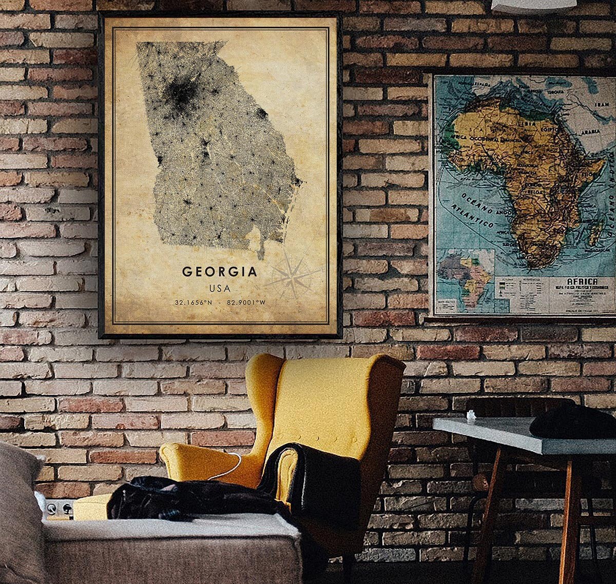 Georgia Vintage Map Print Georgia Map State Map Art - Etsy