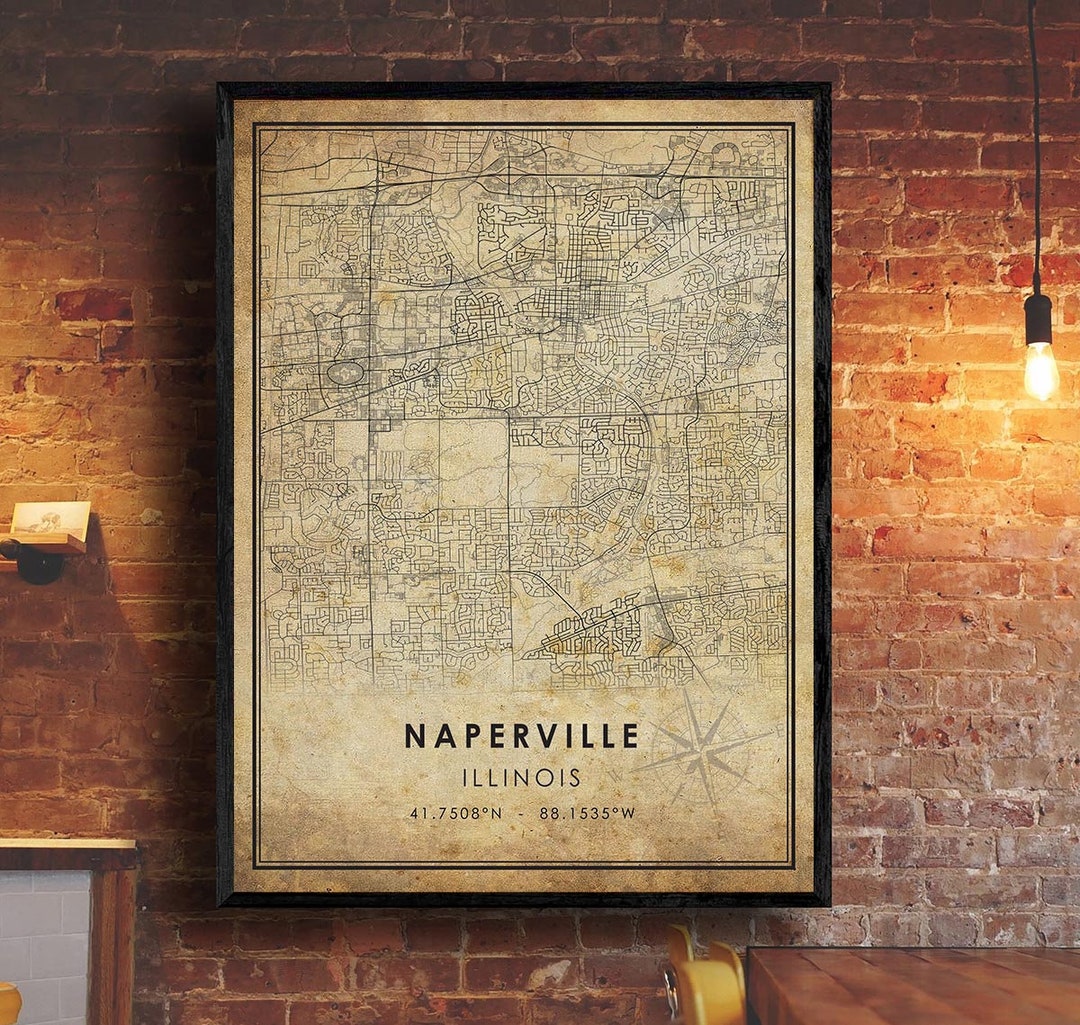 Naperville Vintage Map Print | Naperville Map | Illinois Map Art ...