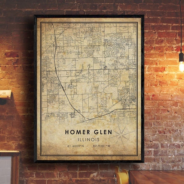Map of Homer Glen - Etsy