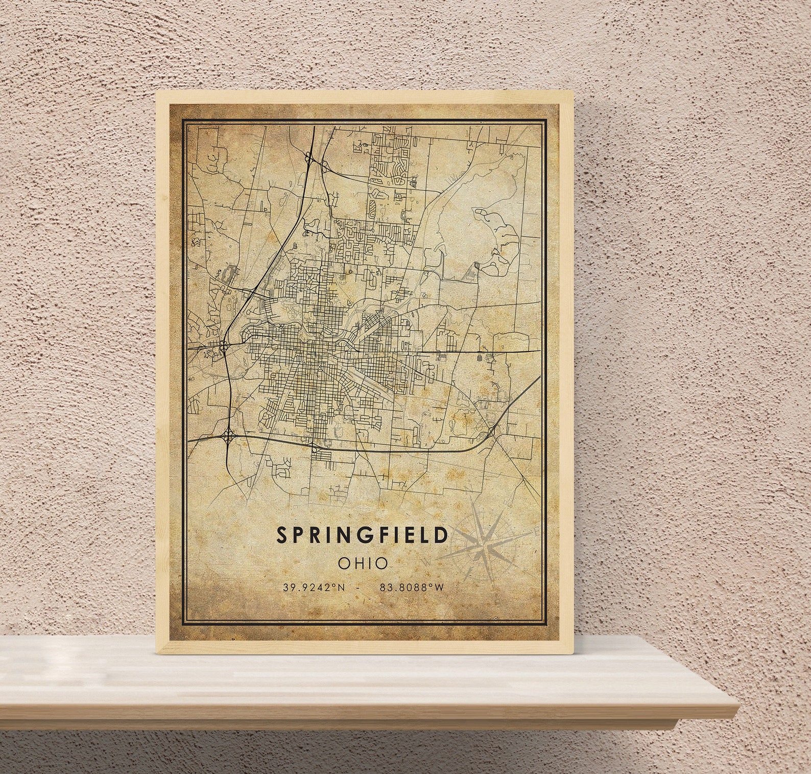 Springfield Vintage Map Print Springfield Ohio Map Art | Etsy