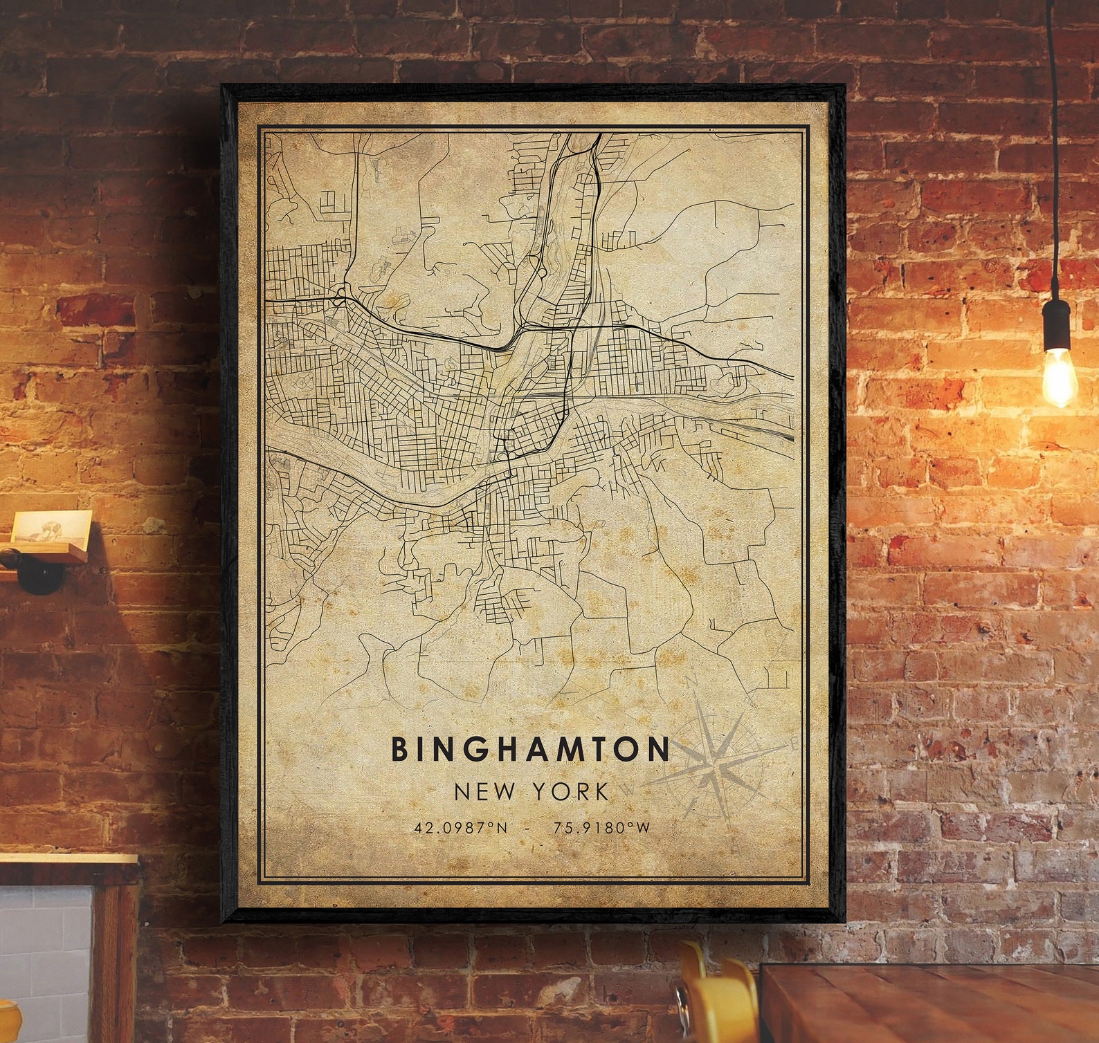Binghamton Vintage Map Print Binghamton Map New York Map | Etsy