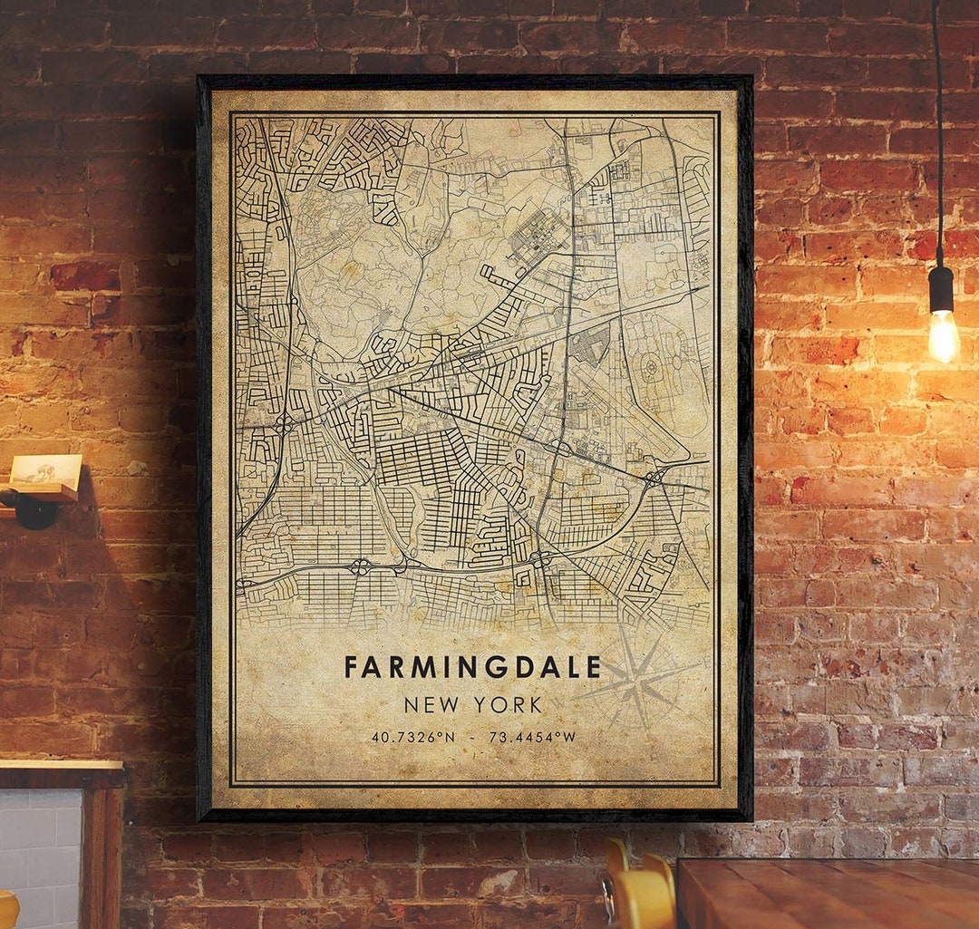 Farmingdale New York Vintage Map Print | Farmingdale Map | New York Map ...