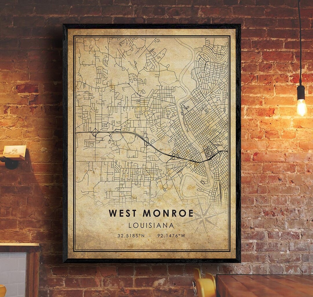 West Monroe Map Print | West Monroe Map | Louisiana Map Art | West ...