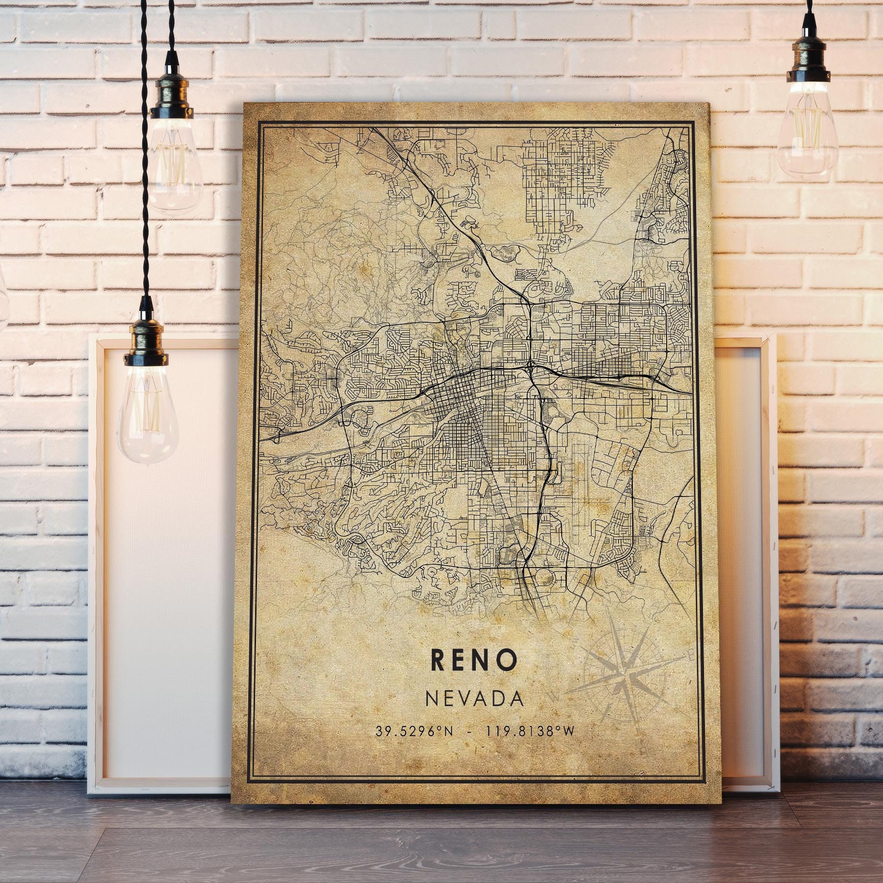 Reno Vintage Map Print Reno Map Nevada Map Art Reno City - Etsy