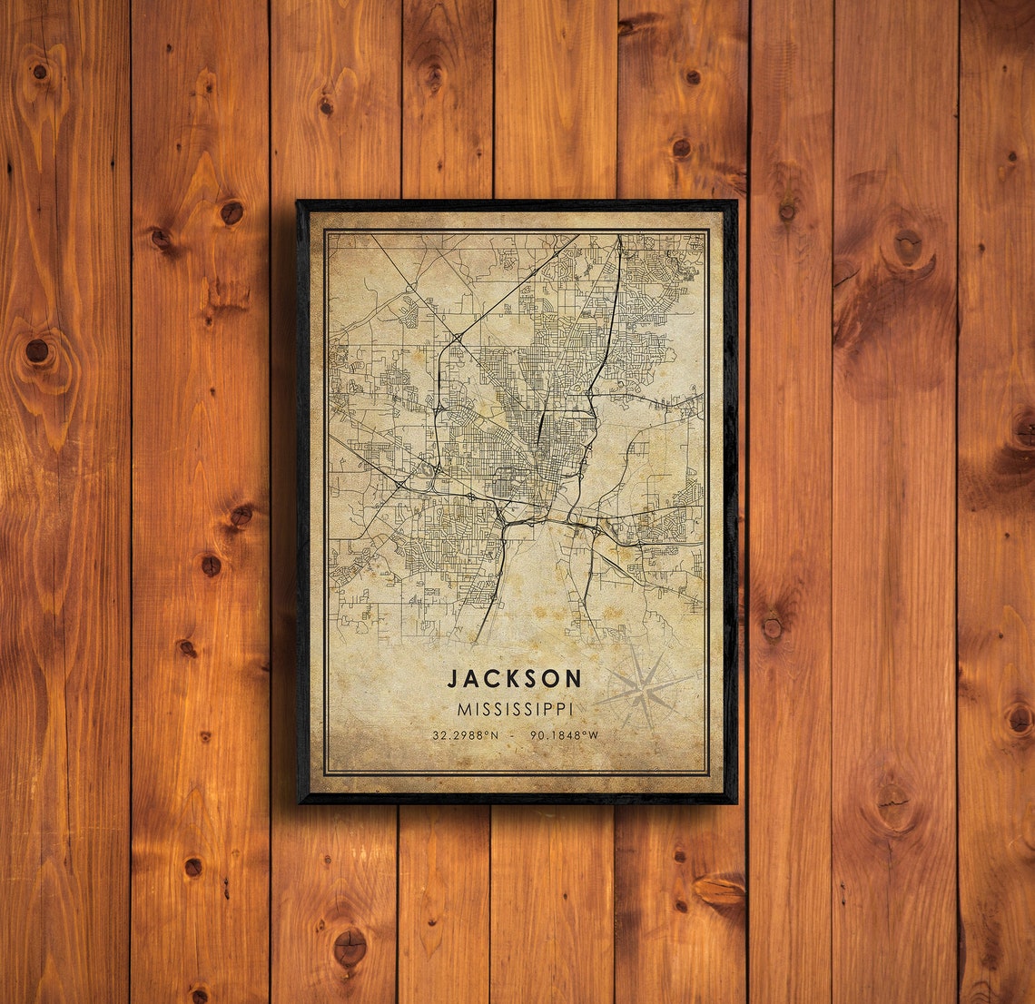 Jackson Vintage Map Print Jackson Map Mississippi Map Art - Etsy