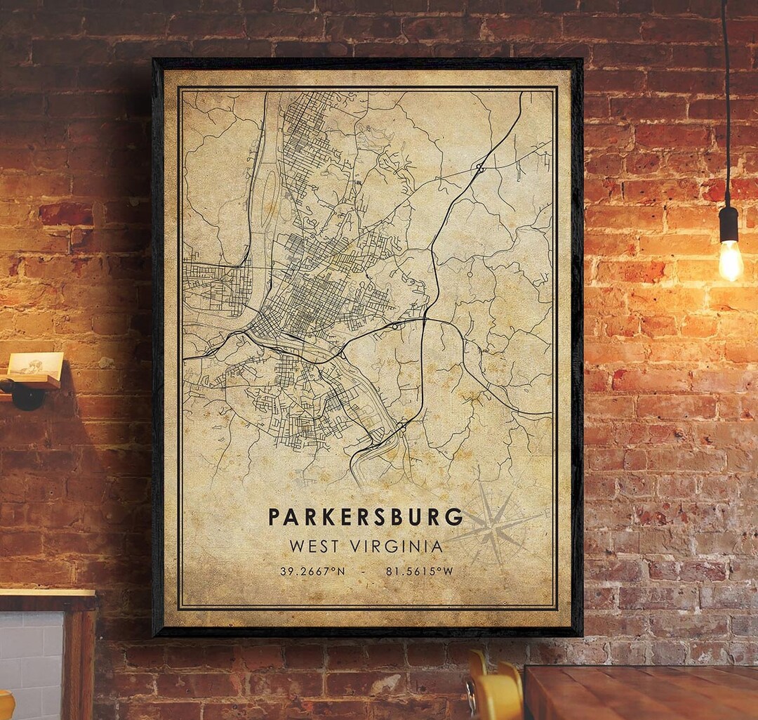 Parkersburg Map Print | Parkersburg Map | West Virginia Map Art ...